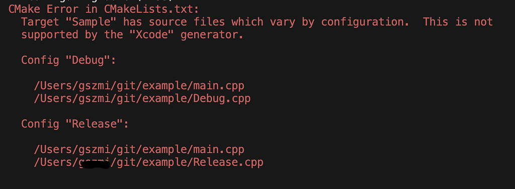 Xcode problem with files which has vary configuration - Code - CMake Discourse
